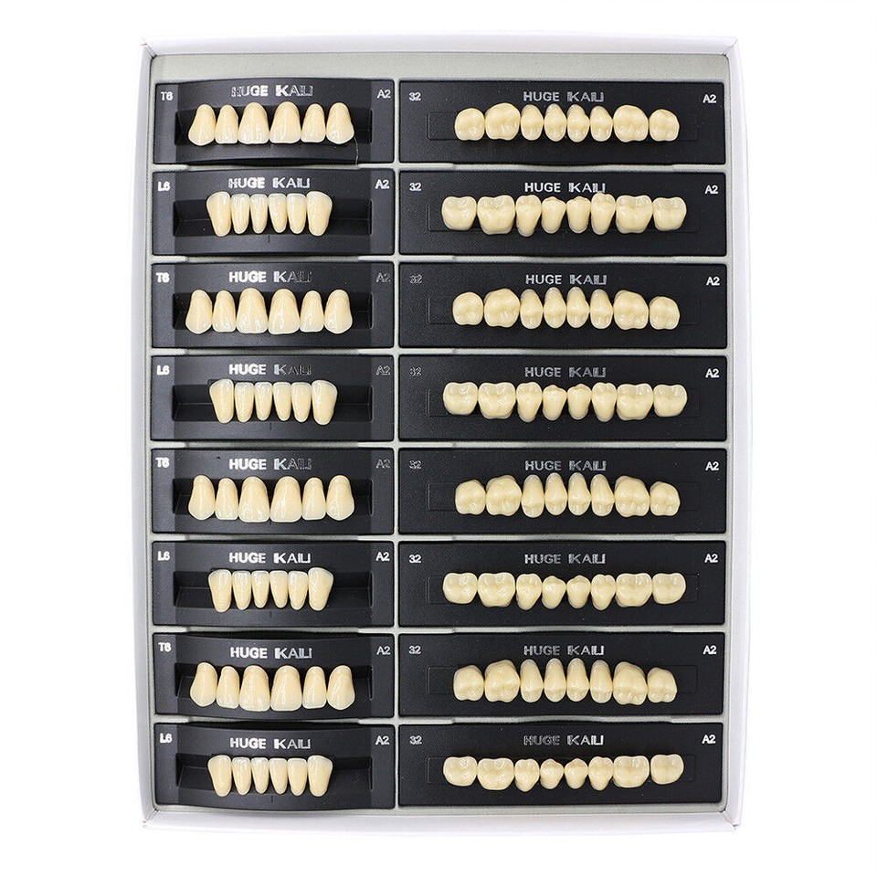 112Pcs/Pack HUGE KAILI Dental Synthetic Polymer Resin Teeth T2/T4/T6/T8 ...