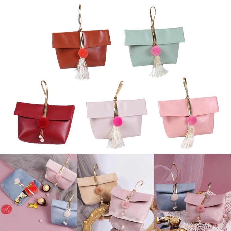 6PCS Candy Bags Wedding Elegant Leather Sweets Packaging Box Birthday ...