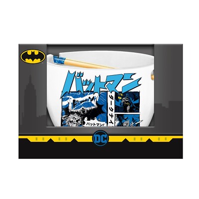 BATMAN DC COMIC MANGA PANELS COMIC STRIP RAMEN BOWL WITH CHOPSTICKS ...