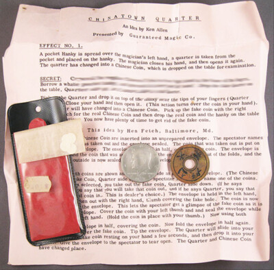 Vintage Guaranteed Magic Chinatown Quarter Magic Trick , Kennedy Half ...