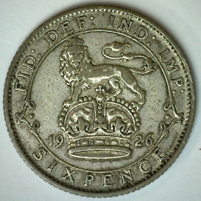 1926 Great Britain Silver Sixpence Coin Extra Fine 6p XF | eBay