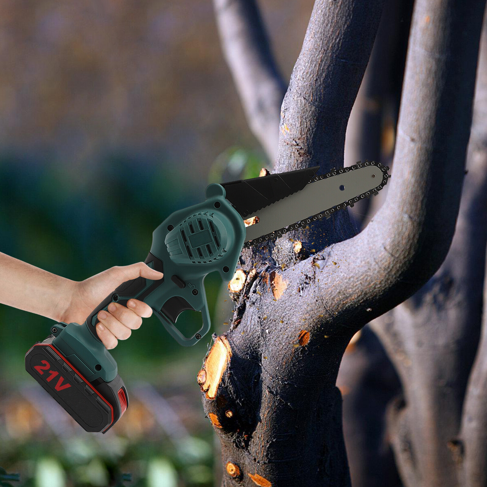 6" Electric Chainsaw Mini Cordless 2x Battery-Powered Wood Cutter ...