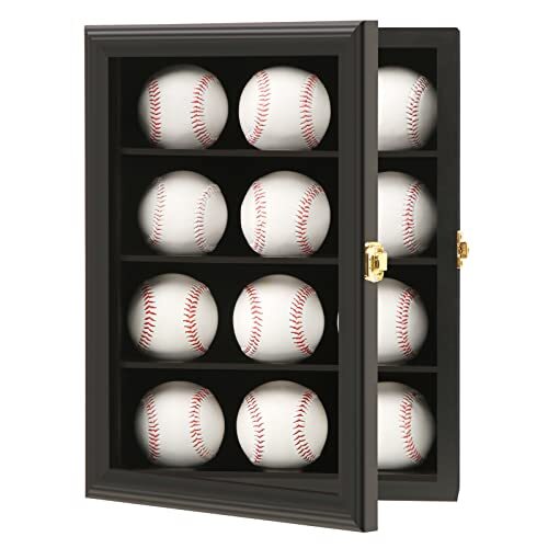 12 Baseball Display Case Cabinet Rack for Baseball Shadow Box with UV ...