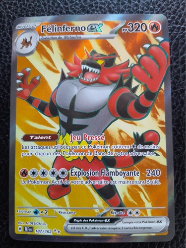Carte Pokémon Félinferno EX Secrète 187/162 FA EV5 TEF Forces ...