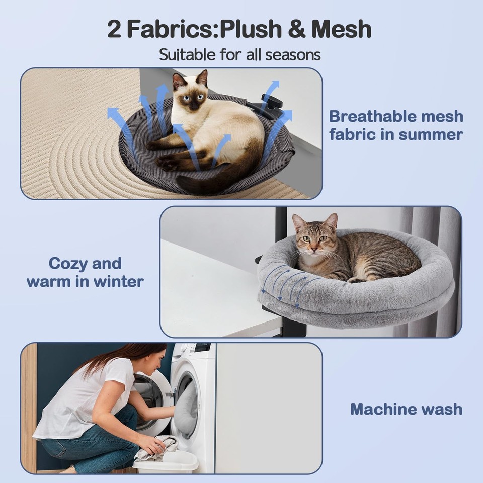 2 in 1 Cat Desk Bed - Cat Hammock for Home Workers - 360 Rotating ...