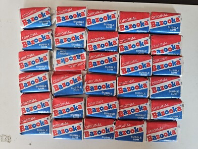 30 Pc 1993 Bazooka Joe Pink Bubble Gum In Red, White, & Blue Wrapper w ...