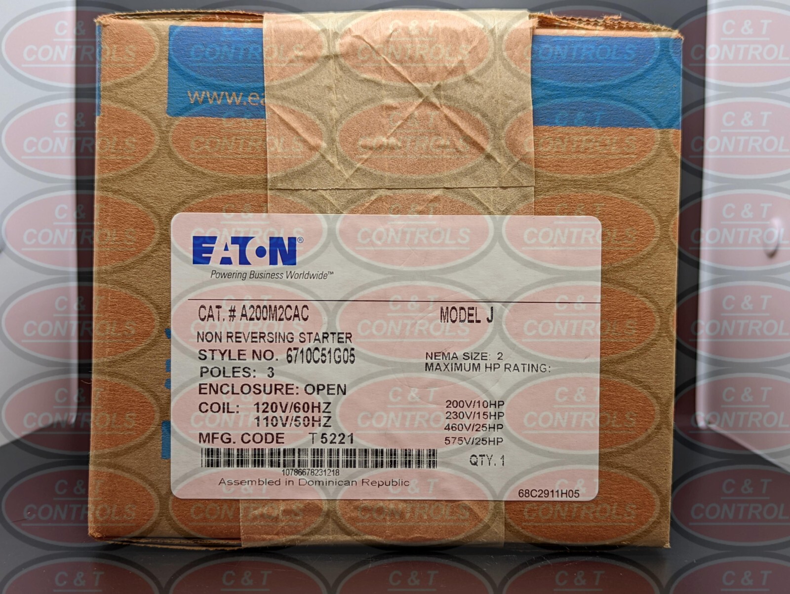 Eaton A200M2CAC A200 - Starter Size 2 Open 3 Pole 120V 60HZ Coil NEW IN ...