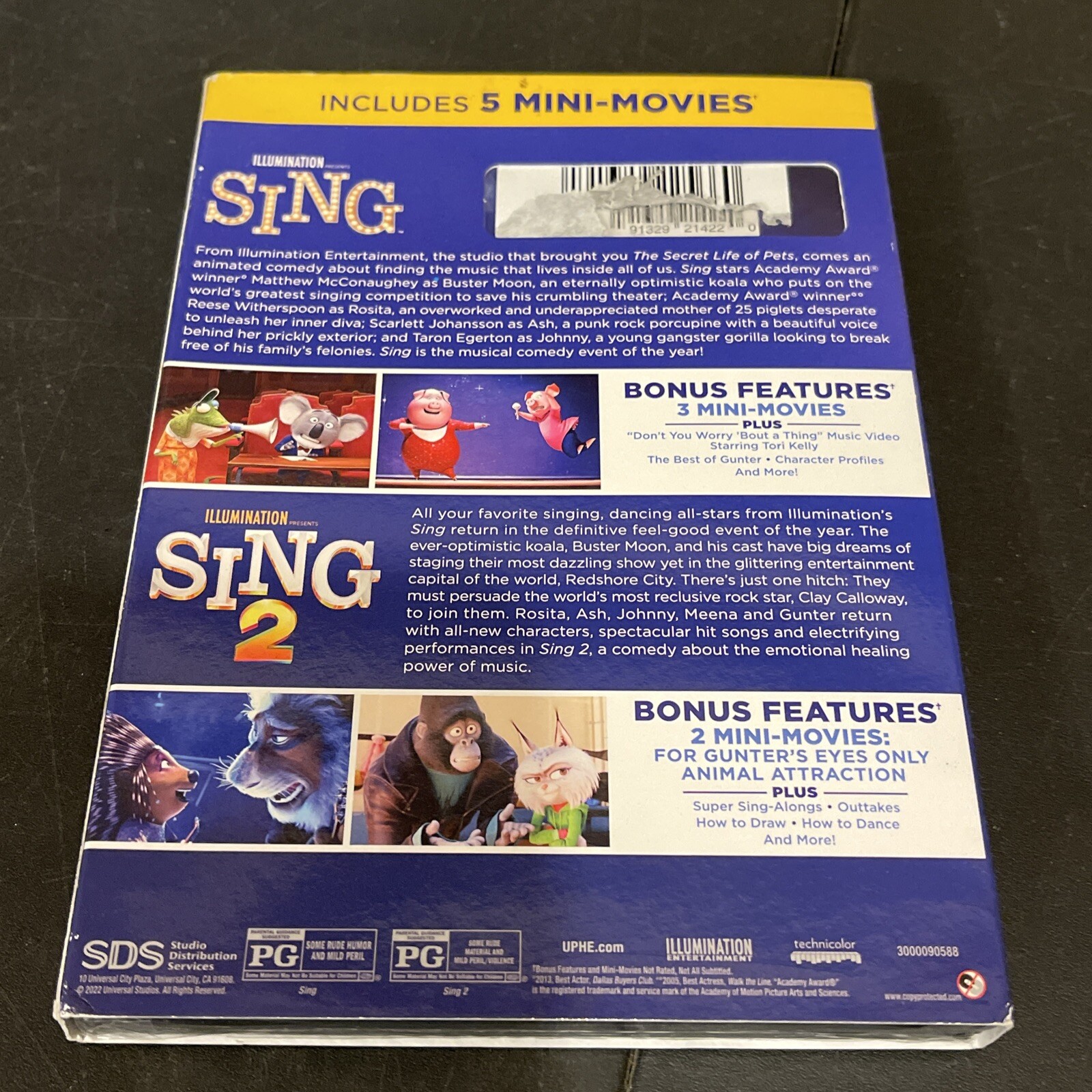Sing / Sing 2 DVD Matthew McConaughey Slipcover NEW Ships Free ...