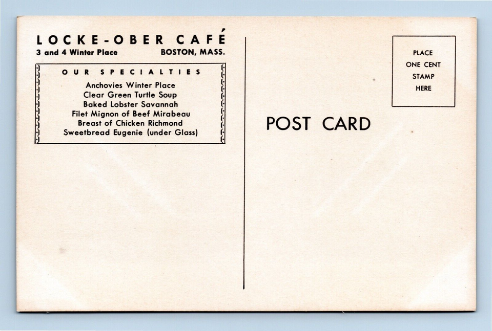 Locke-Ober Café Boston Massachusetts Artist Postcard Unposted Sketch Of ...