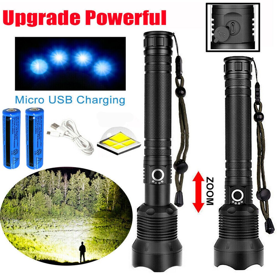 Most Powerful Rechargeable LED Flashlight Searchlight Heavy Duty ...