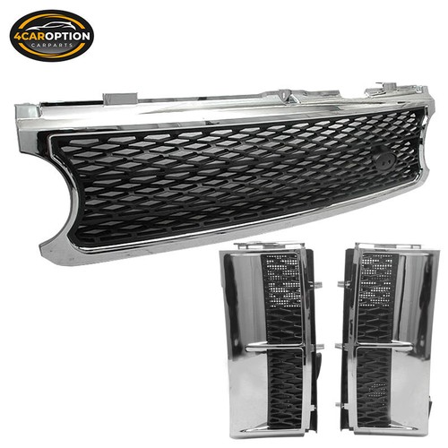 Fits 06-09 Land Range Rover Hse L322 Chrome Black Front Mesh Grille ...