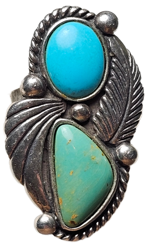 ESTATE VINTAGE STERLING SILVER TURQUOISE RING by RELIOS SIZE 7-FREE USA ...