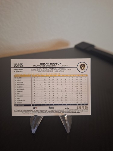 Bryan Hudson /199 RED FOIL ROOKIE CARD 2024 Topps Update #US105 Brewers ...