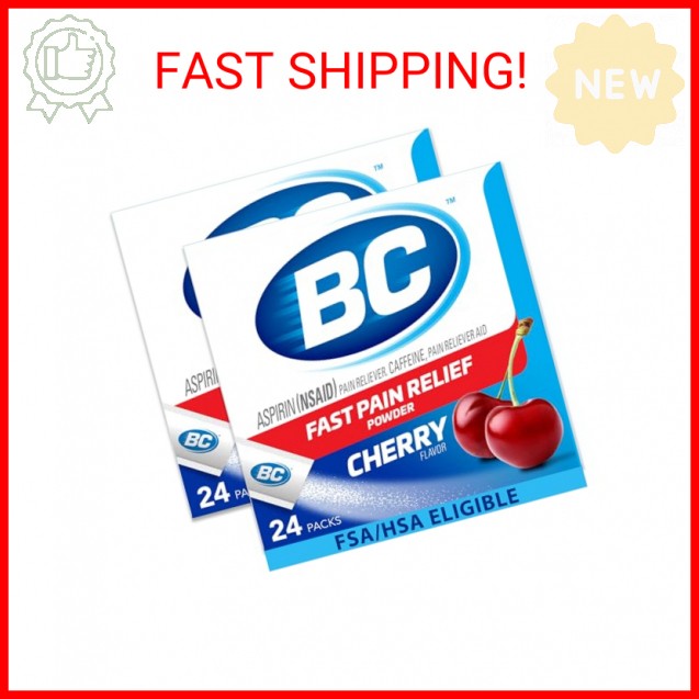 BC Powder Pain Reliever, Cherry Flavor Aspirin Dissolve Packs, 24 Count ...