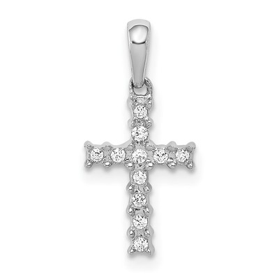 14k White Gold 1/20ct. Diamond Latin Cross Pendant | eBay