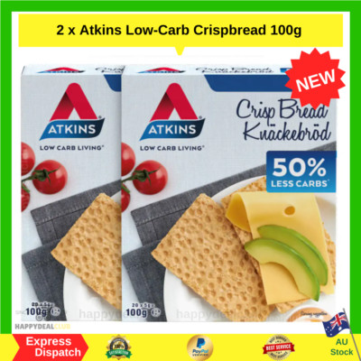 2x Atkins Low Carb Crispbread 100g Crisp Bread Snack Keto Diet ...