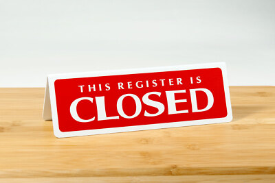 25pk Register Closed Signs, Plastic, Red w/ White, Tent Style, Free ...