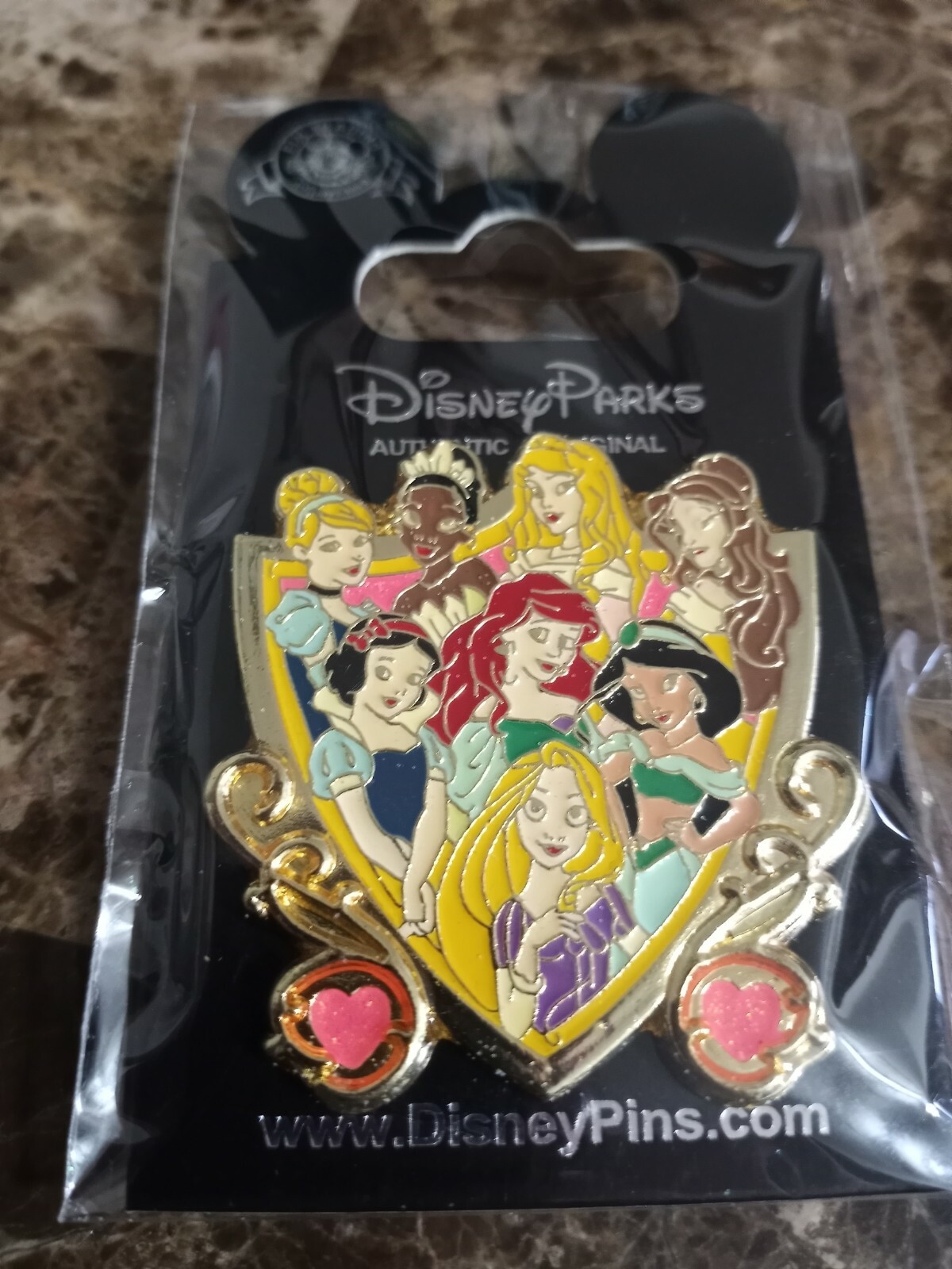 Disney Trading Pin Shield Crest Princesses Ariel Belle Aurora Tiana ...