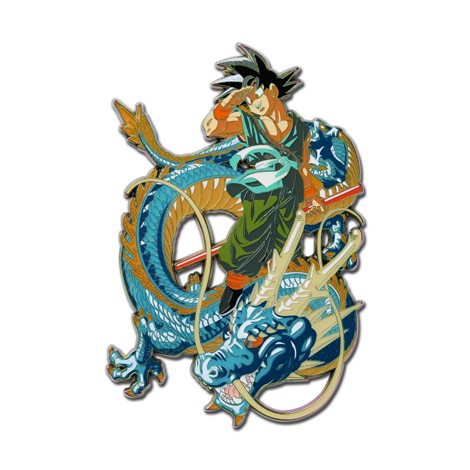 4.8" Anime Son Goku & Shenron limited Metal Pin Badge Rare Collectible ...