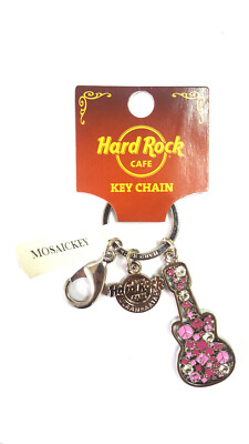 Hard Rock Cafe Ulaanbaatar Mongolia Pink Guitar Key Chain Mosaic Key ...