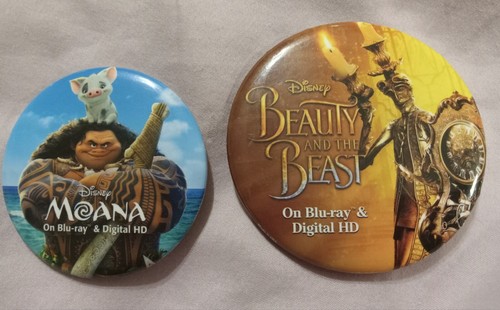 Disney Beauty & the Beast, Moana- Movie Promo. Round Button, Pinback ...