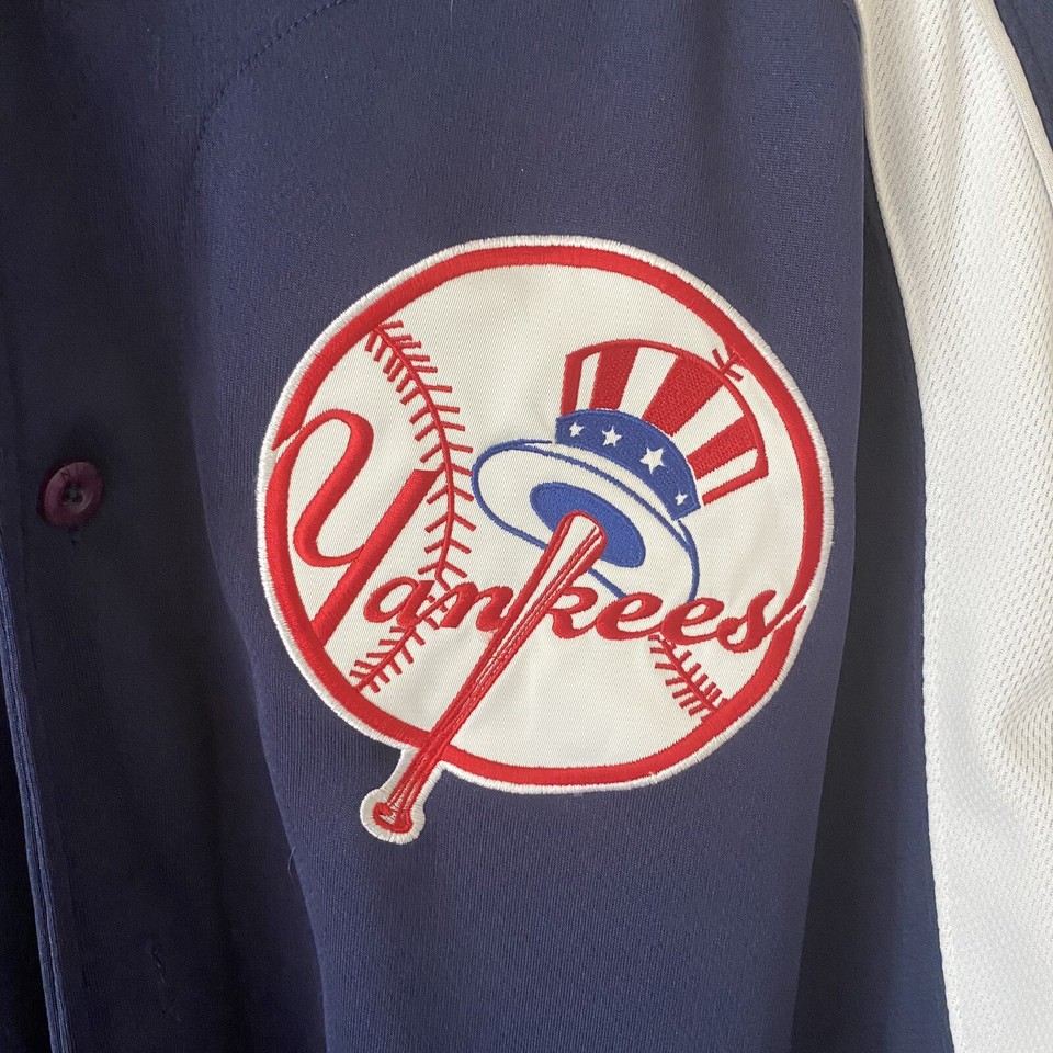 Nike New York Yankees Jersey Size 2XL Blue W/ White Stripes 100% Poly ...