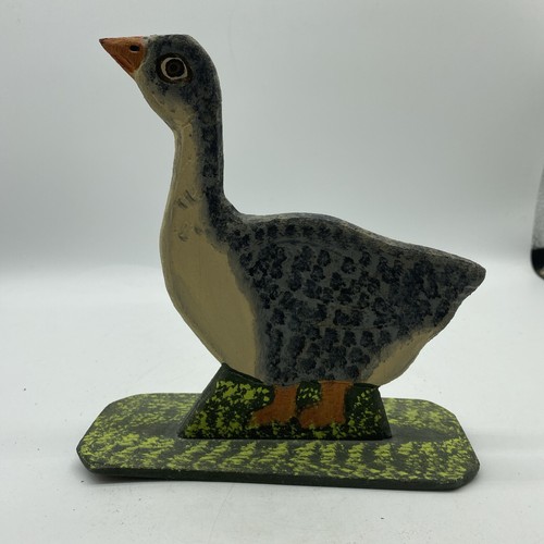 Vintage Menno Shirk Folk Art Grey DUCK Figurine Mennonite Wood Cut ...