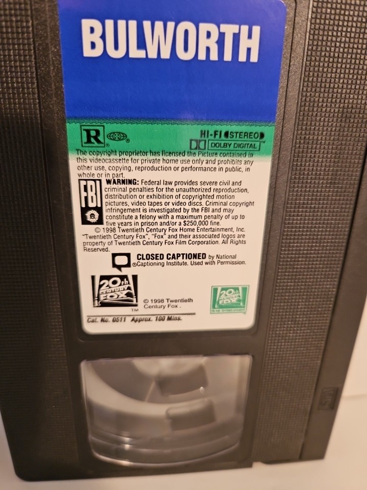Bullworth, Warren Beatty, Vhs Comedy Movie Cassette Tape | eBay