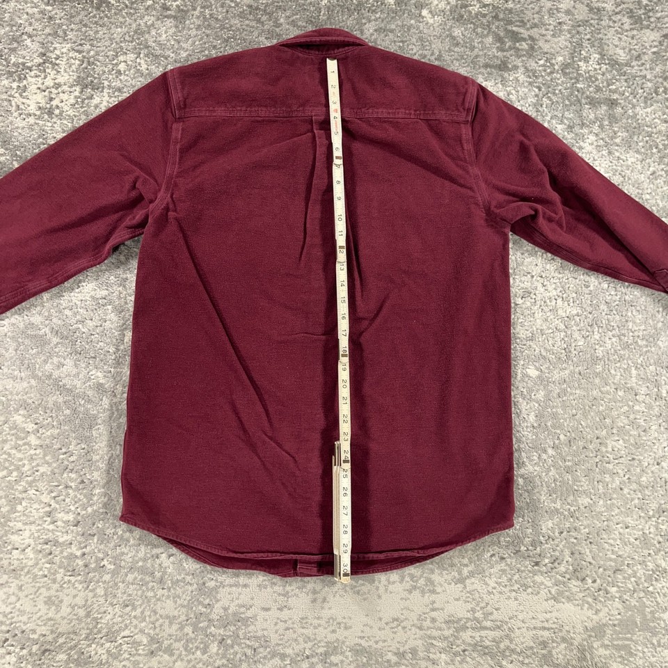Carhartt Shirt Mens Medium M Plum Red Flannel Button Up Outdoor Hiking ...