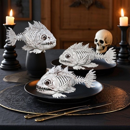 3 Pack Skeleton Fish Halloween Decor, Animals Skeleton Decorations ...