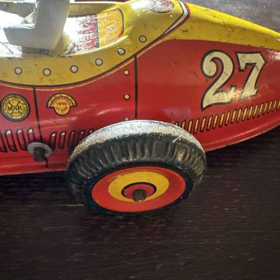 Marx Tin Litho Vintage Wind Up No. 27 Indianapolis Race Car with Driver ...
