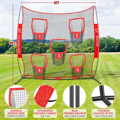 Choiana Football Throwing Net, Quarterback Training Equipment w/ 5 ...