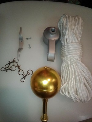 Flag Pole Repair Kits, 3" Topper Gold Ball Flagpole Part Kit for 2" OD ...
