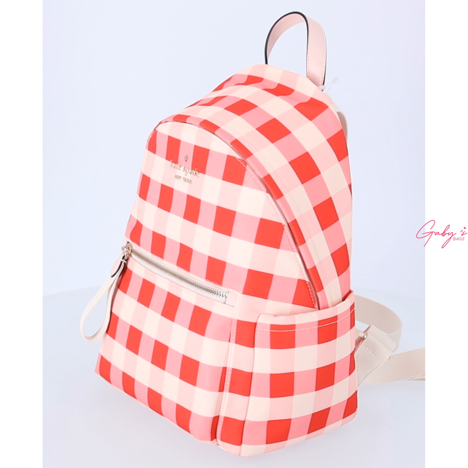 Kate Spade New York Chelsea Gingham Check Print Nylon Medium Backpack ...