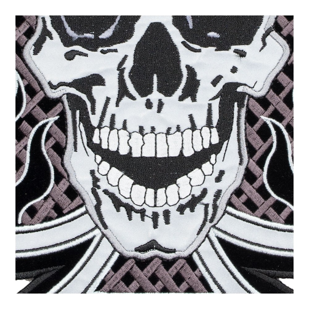 Reflective Lucky 7 Skull & Spade Patch, Reflective Biker Patches | eBay