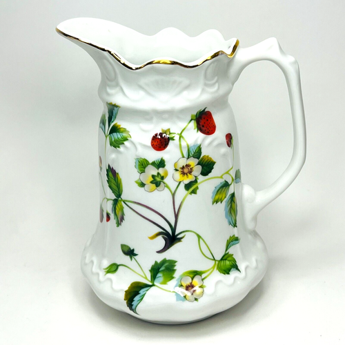 Vintage London Pottery Ceramic Pitcher White with Strawberry Design 7 ...