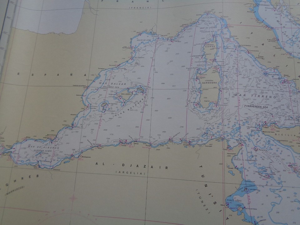 Marine Map Mediterranean Sea and Black Sea 1990 | eBay UK