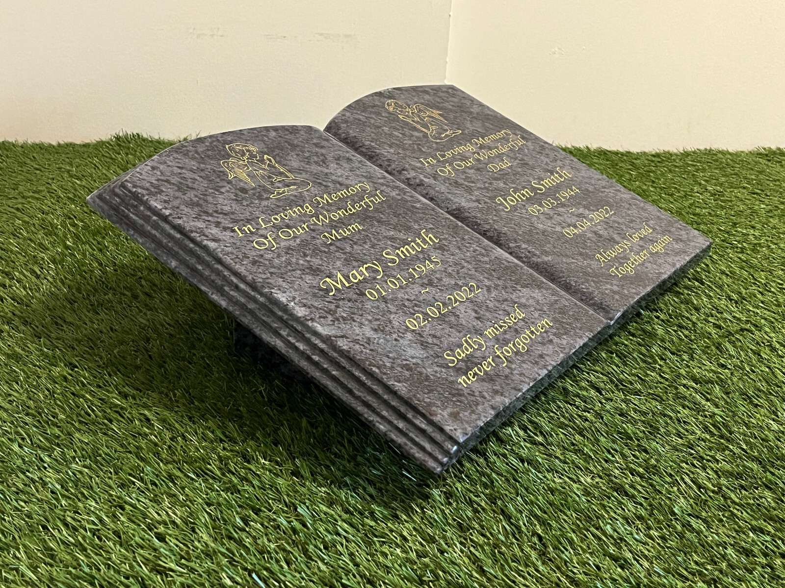 grave plaque memorial stone own wording personalised headstone book ...