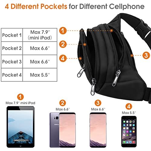 Large Fanny Pack for Women Men - Waist bag with 4-Zipper Pockets, Gifts ...