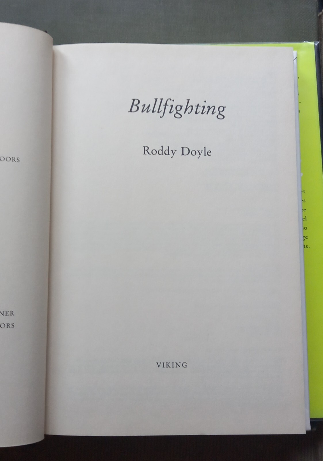 Roddy Doyle. Bullfighting. (First Edition) | eBay UK
