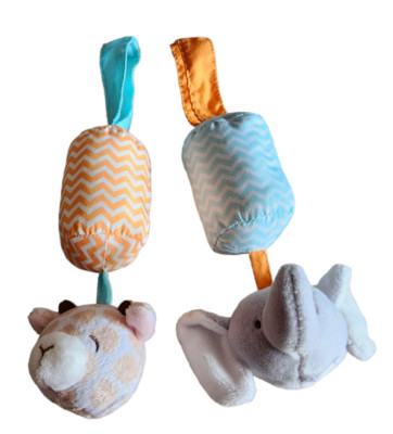 Carters Chime Stroller Toy Chevron Giraffe Elephant Orange Aqua Gray ...