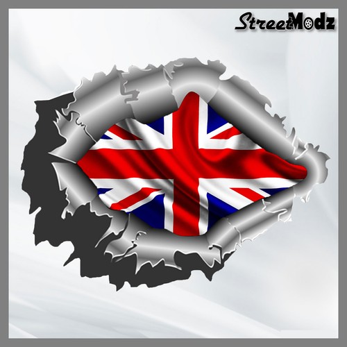 RIPPED TORN METAL Car Sticker Union Jack British Flag Vinyl Decal JDM ...