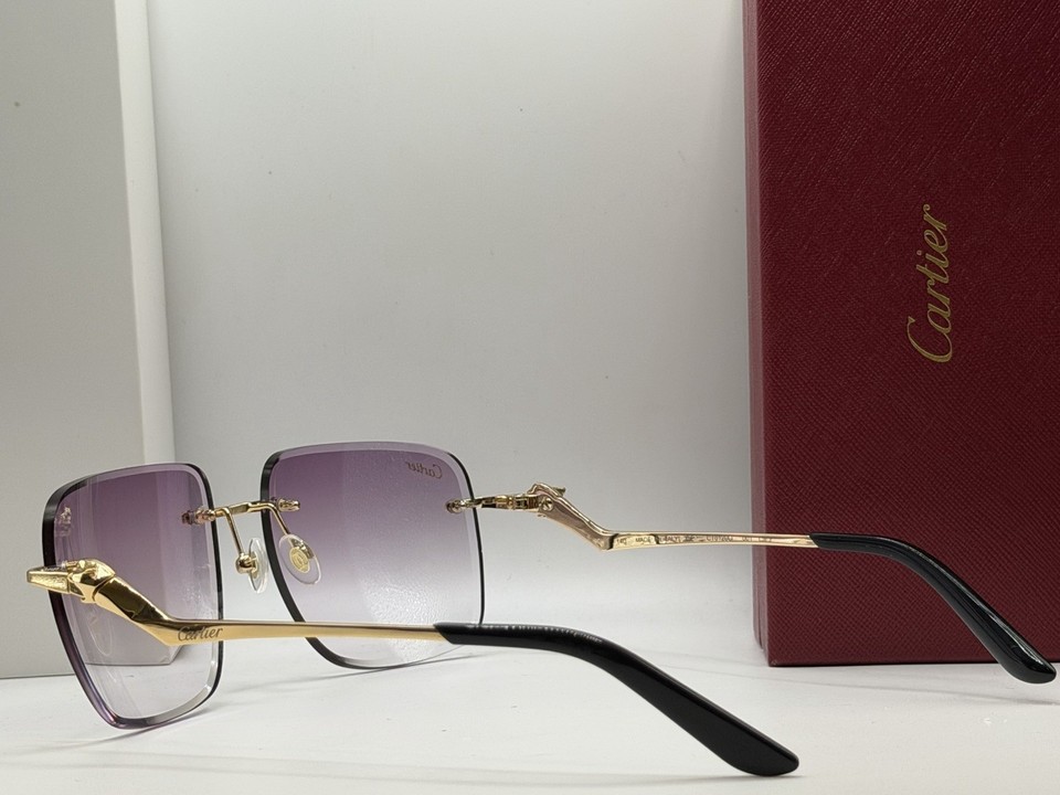 Cartier Gold Panthere Square Gradient Purple Men's Sunglasses CT01200 ...