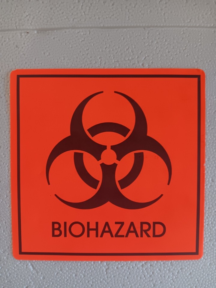 Biohazard Stickers ☣️ Pack Of Five (5) Fluorescent Orange 4" X 4" | eBay