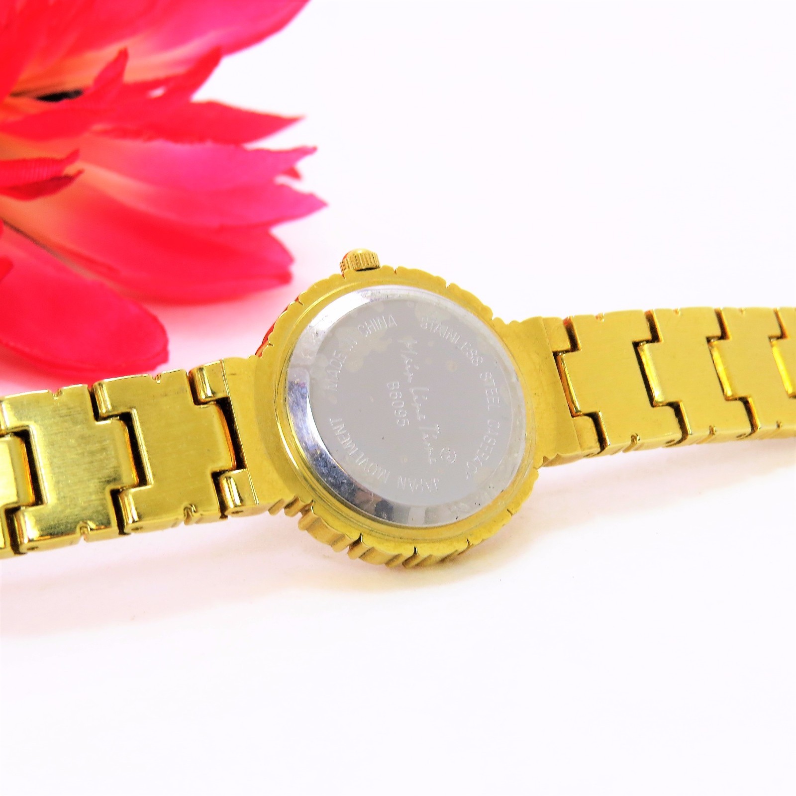 Main Line Time Princess & Round Cut Crystal Link Round Face Goldtone ...