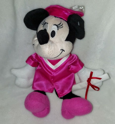 Graduation Minnie Mouse Plush Pink Cap and Gown. Holding Diploma | eBay