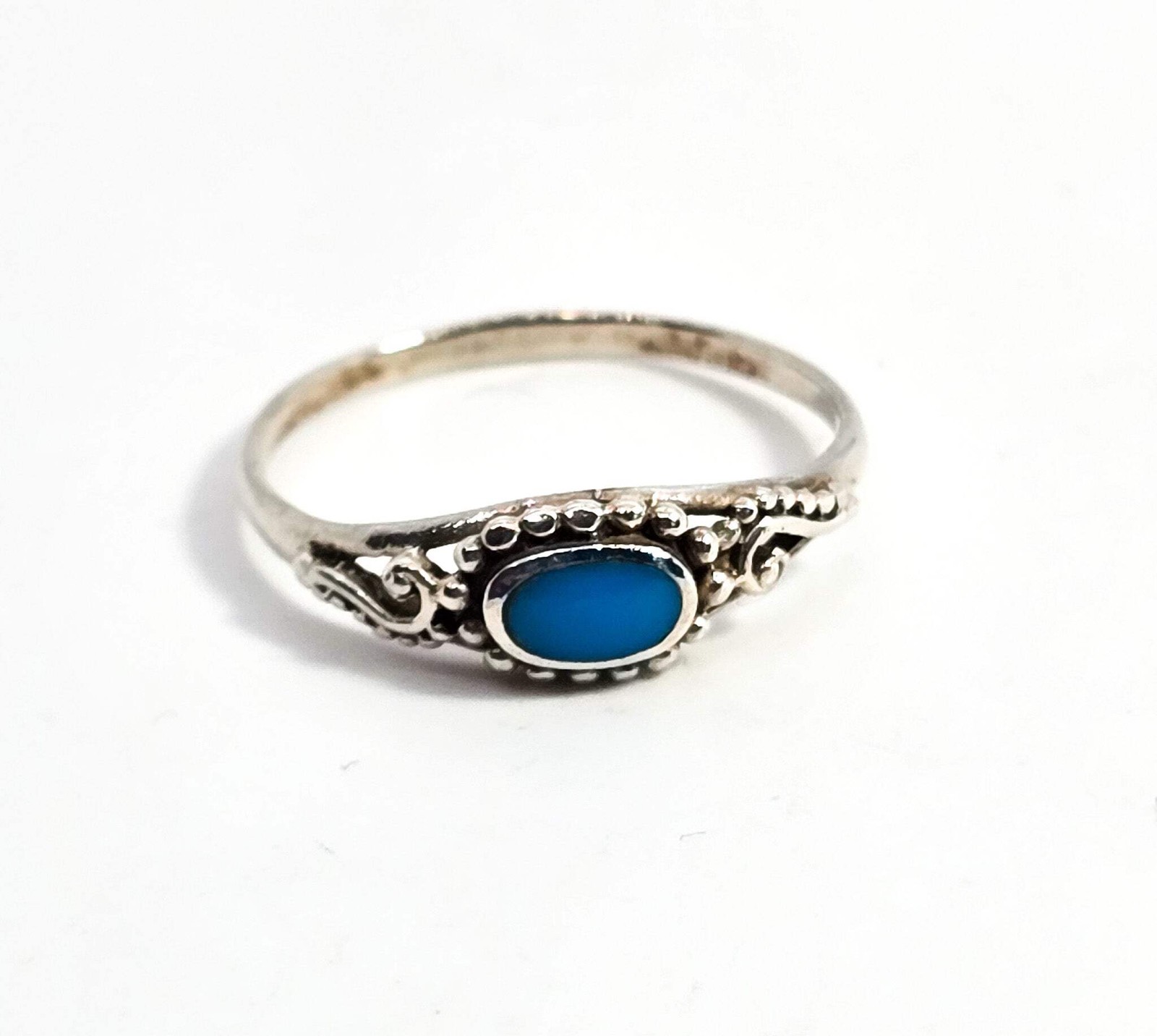 Turquoise Bali Balinese style swirl vintage sterling … - Gem