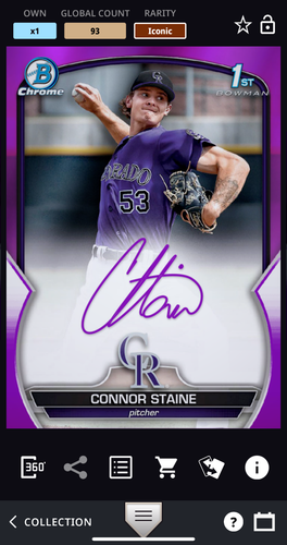 [DIGITAL] Connor Staine 2023 Topps BUNT Bowman Chrome Purple Sig 1st ...