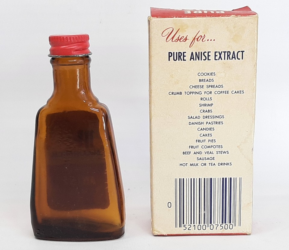 VINTAGE McCORMICK PURE ANISE EXTRACT 1 FL. OZ. BOTTLE W/ ORIGINIAL BOX ...