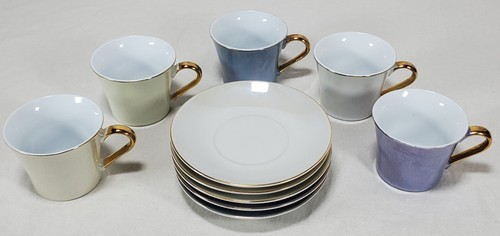Set of 5 Alpine Cuisine Expresso Cups & Saucers Pearlescent Pastel ...